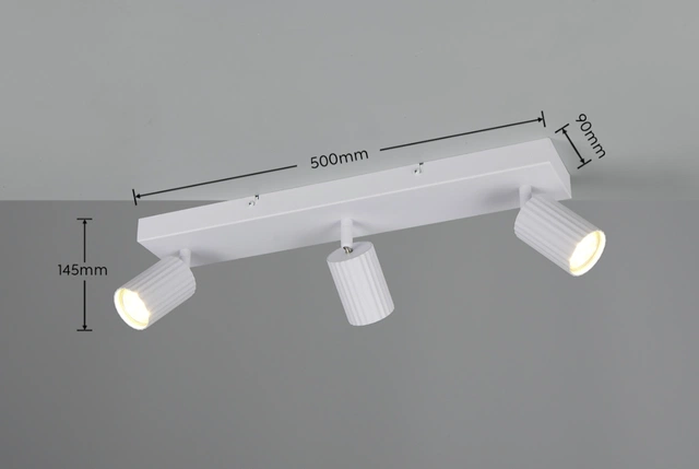 Soka skinne 3lys 50cm hvit